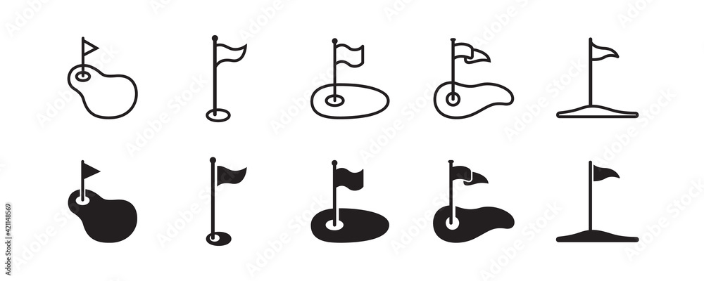 Golf flag icon set. Vector graphic illustration. Suitable for website ...