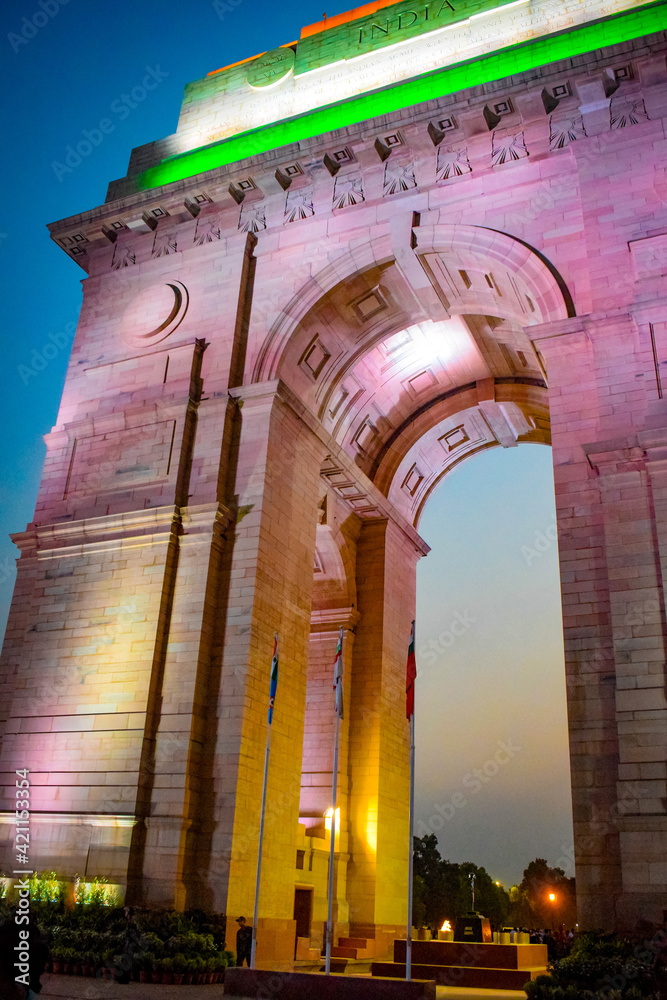 Evening View Of India Gate In Delhi India, India Gate View With Tri ...