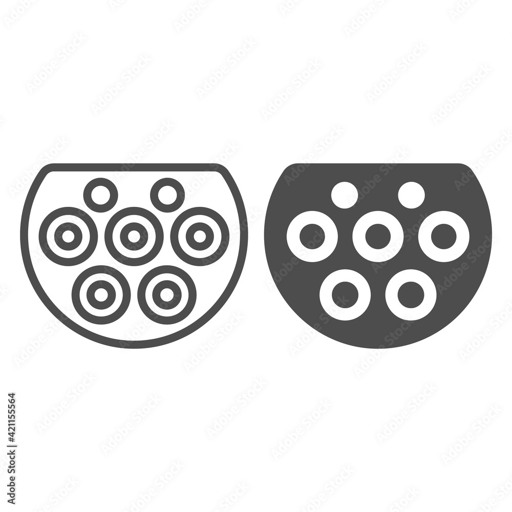 Type two charger port line and solid icon, Electric car concept ...