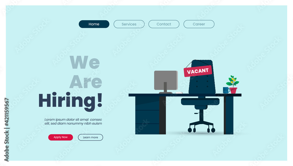 we are hiring. we are hiring announcement web page with vacancy sign on ...