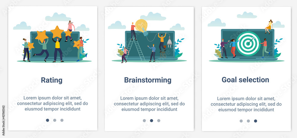 Modern flat illustrations in the form of a slider for web design. A set ...