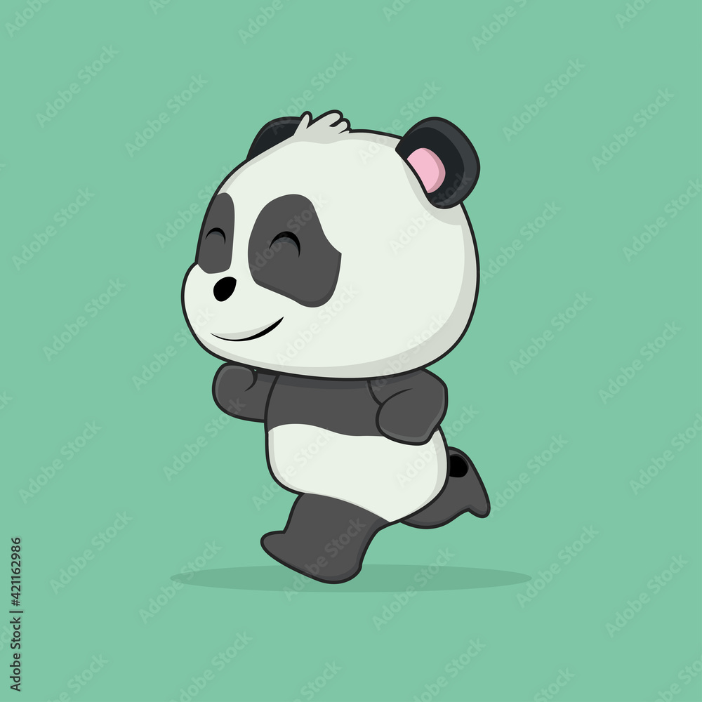 Panda running cartoon style vector illustration Stock Vector | Adobe Stock