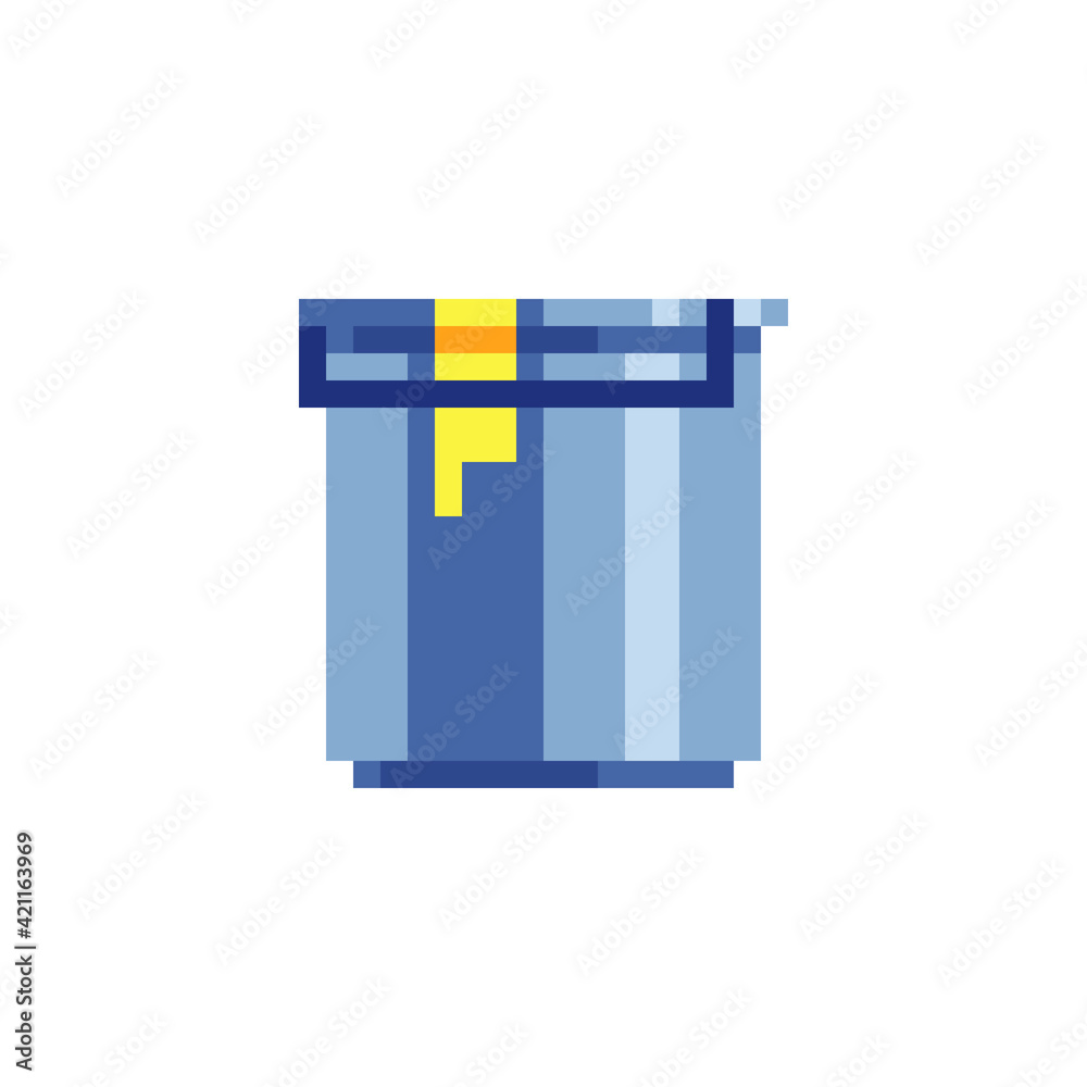Paint can pixel art style icon. 8-bit sprite. Isolated abstract vector ...