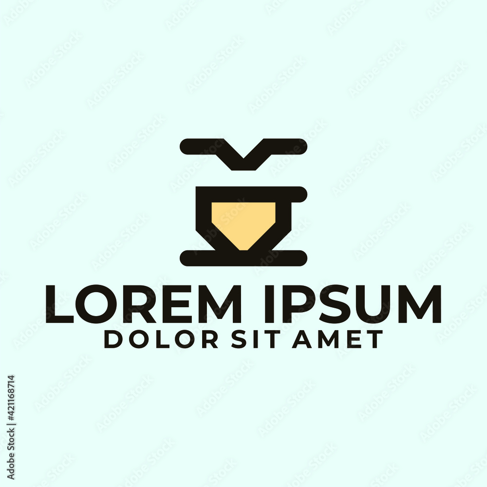 Coffee cup logo template with modern apps line art icon simplicity ...