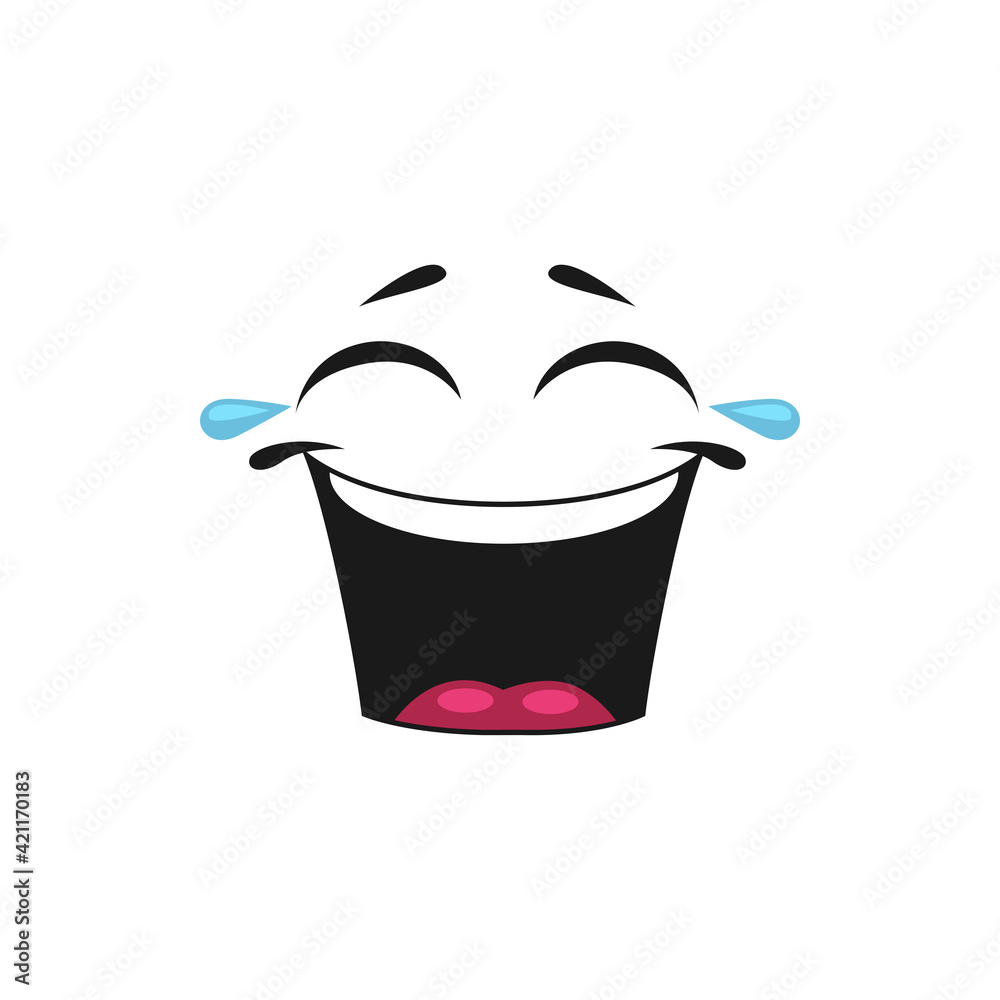 Lol Laugh Out Loud Emoticon Isolated Smiley With Tears Vector Laughing Smiley With Broad Open