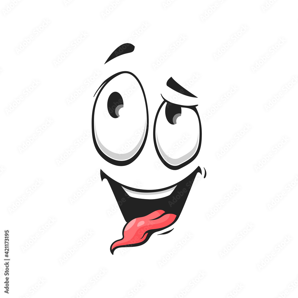 Emoticon With Silly Eyes Awkward Face Expression Isolated Icon Vector