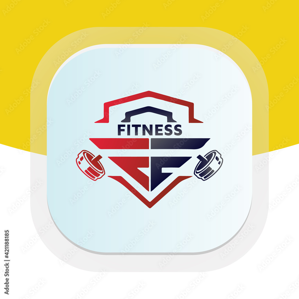 Letter PE with dumbbell icon. Physical fitness vector logo design ...