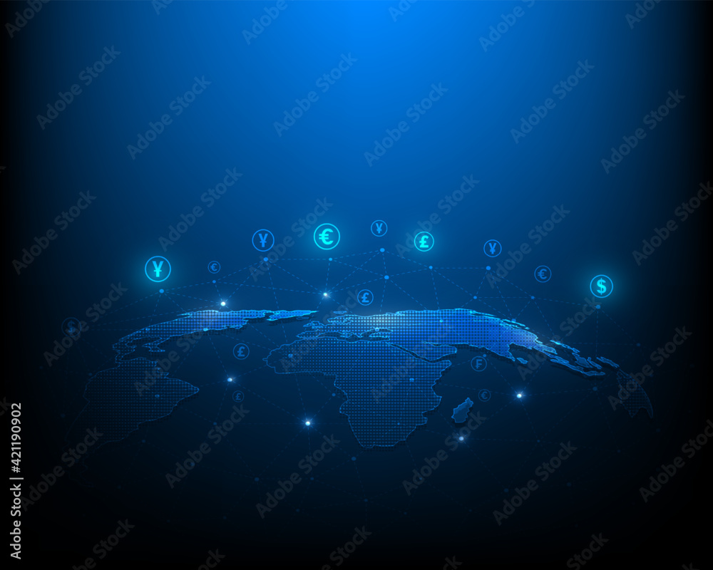 Network currency exchange and international money transfer Stock Vector ...