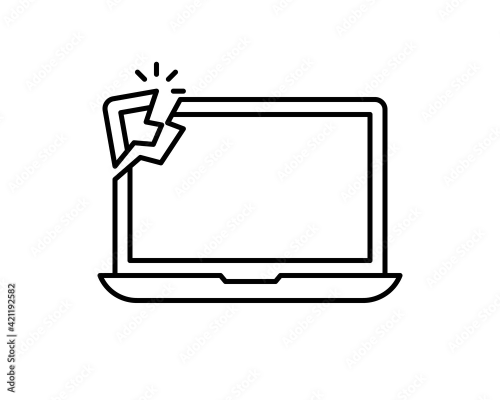 Broken laptop vector illustration isolated on white color background ...