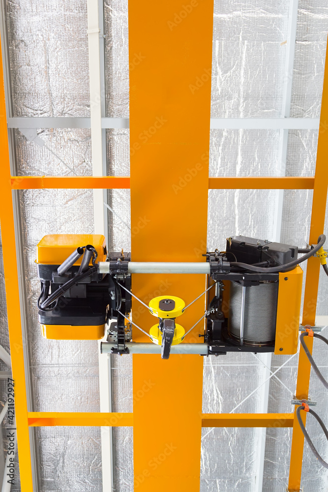 Overhead crane inside factory or warehouse. That industrial machinery ...
