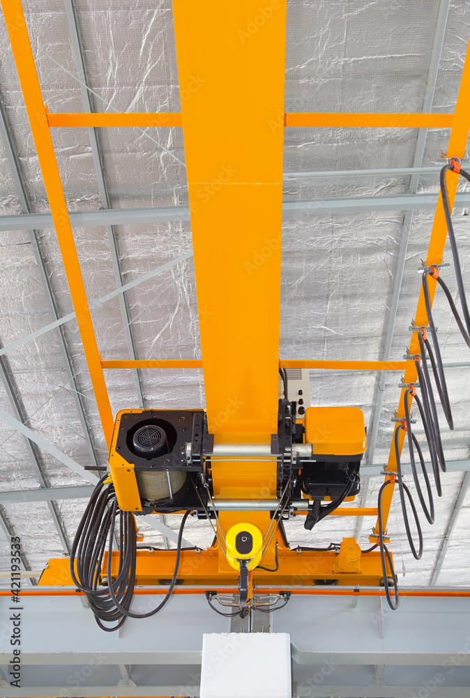 Overhead crane inside factory or warehouse. That industrial machinery ...