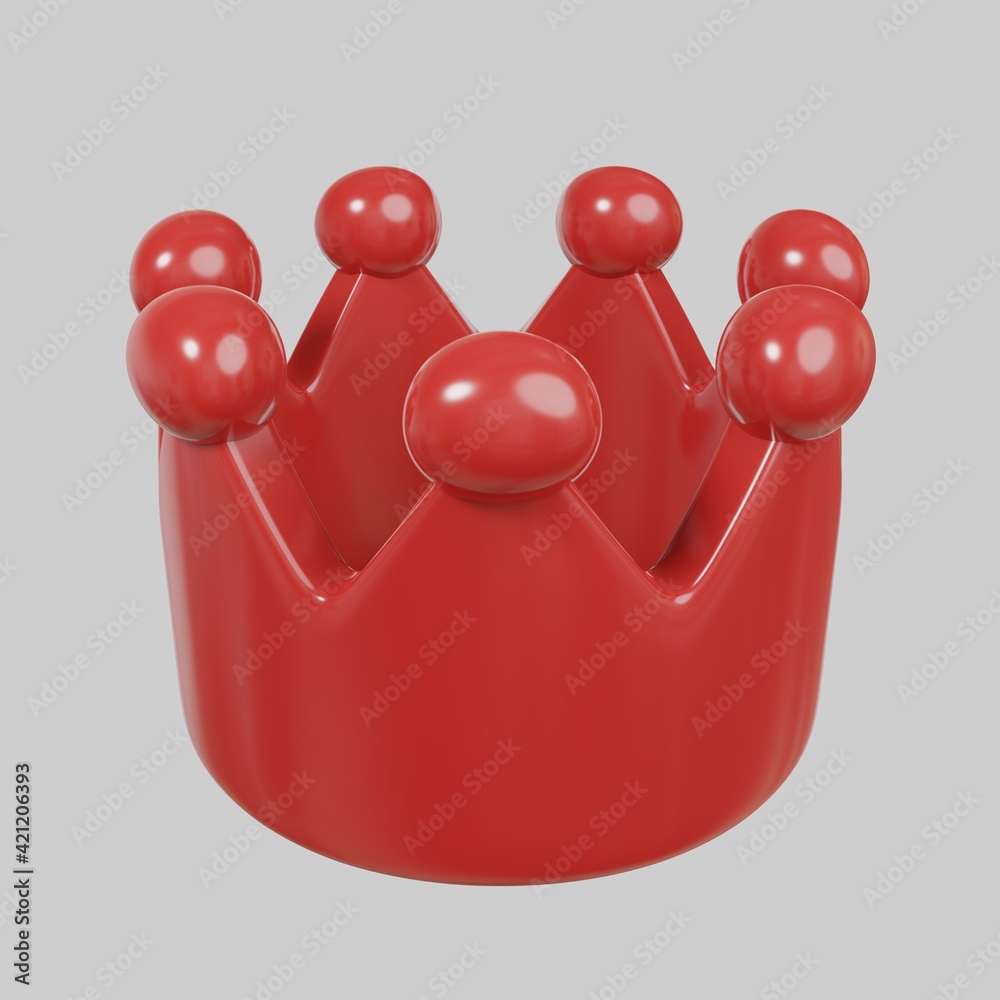Royal red crown 3d illustration isolated on white background Stock ...