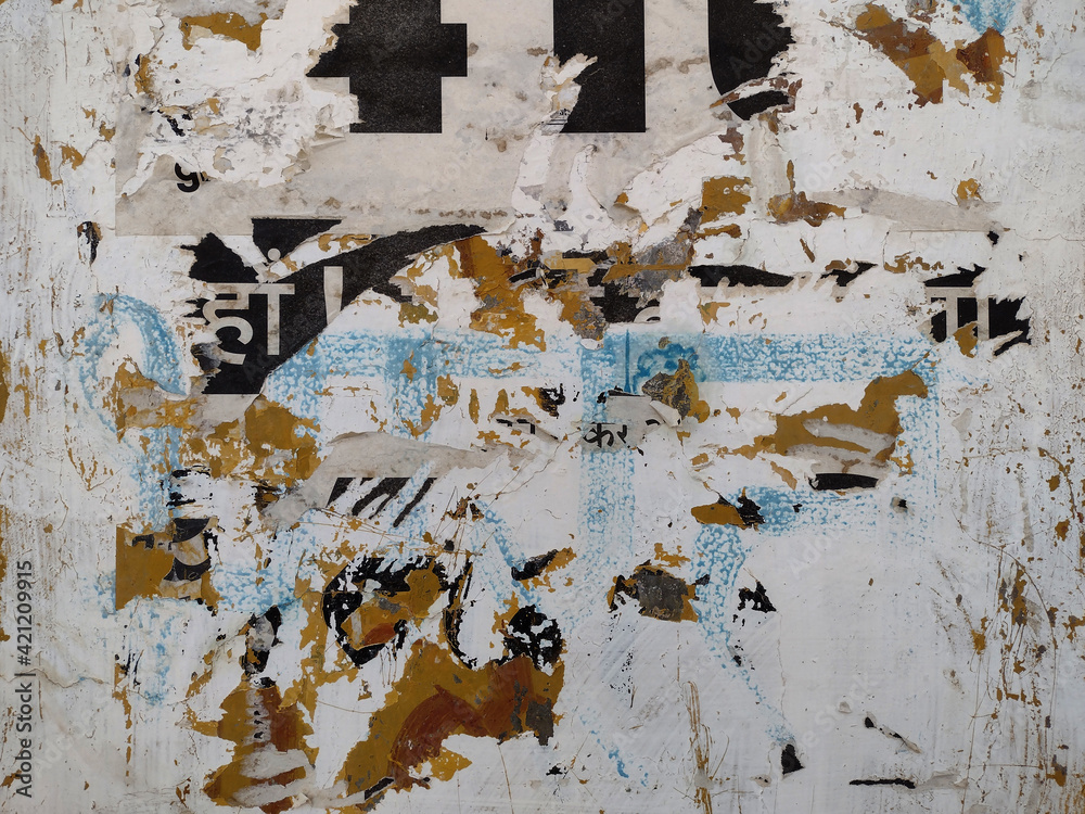 Collage ripped torn advertisement street posters grunge creased ...