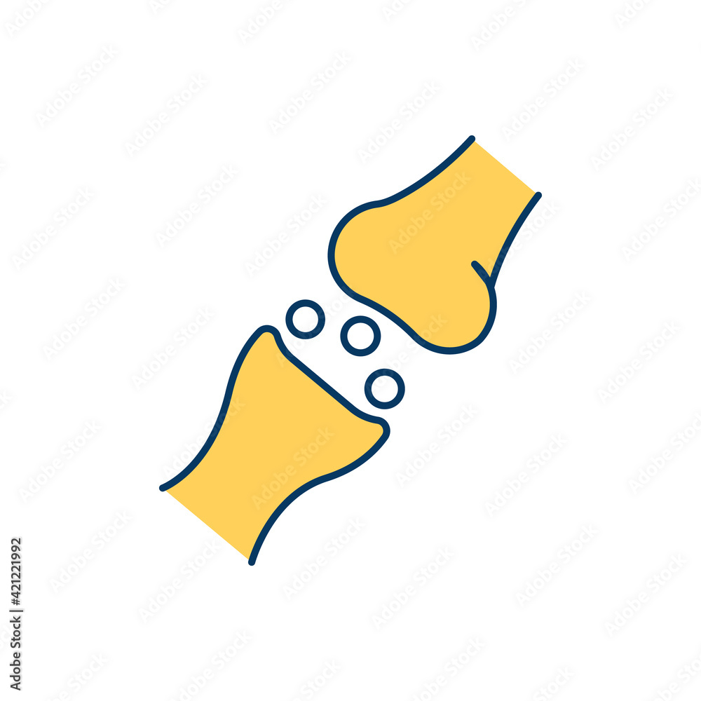 Osteoporosis development RGB color icon. Weak and brittle bones ...