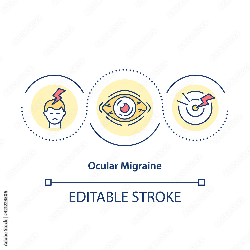 Ocular migraine concept icon. Vision loss and blindness in one eye idea ...