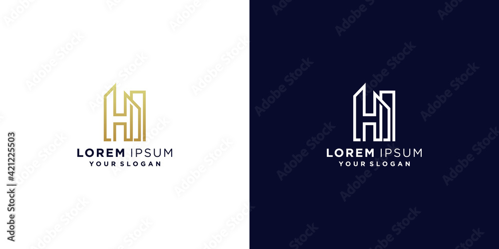 letter h building logo design Stock Vector | Adobe Stock