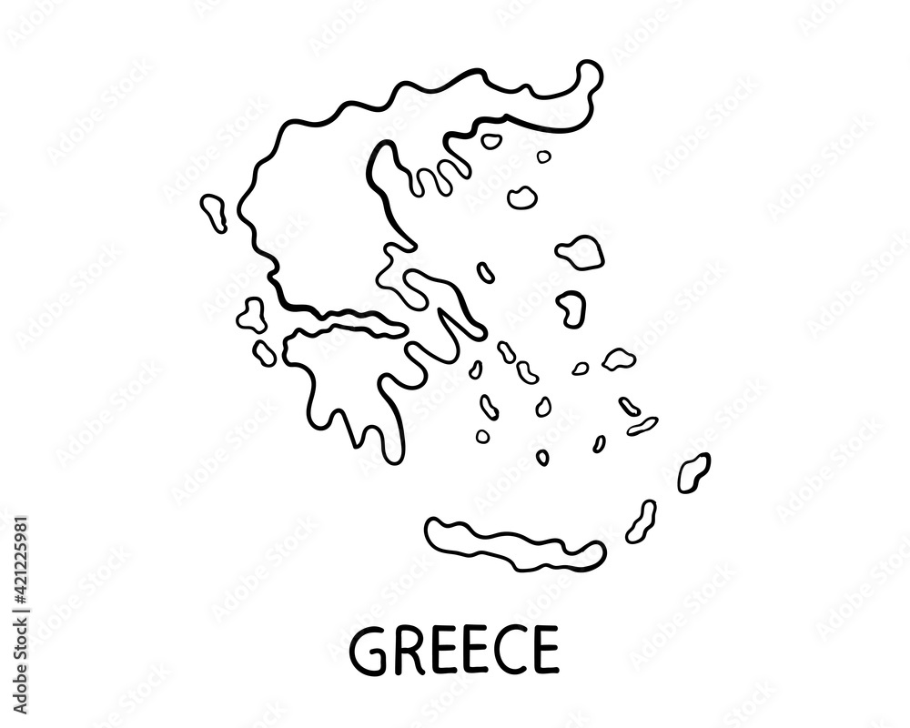 Hand drawn Greece map illustration Stock Illustration | Adobe Stock