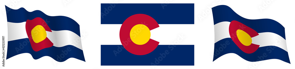 flag of american state of Colorado in static position and in motion ...