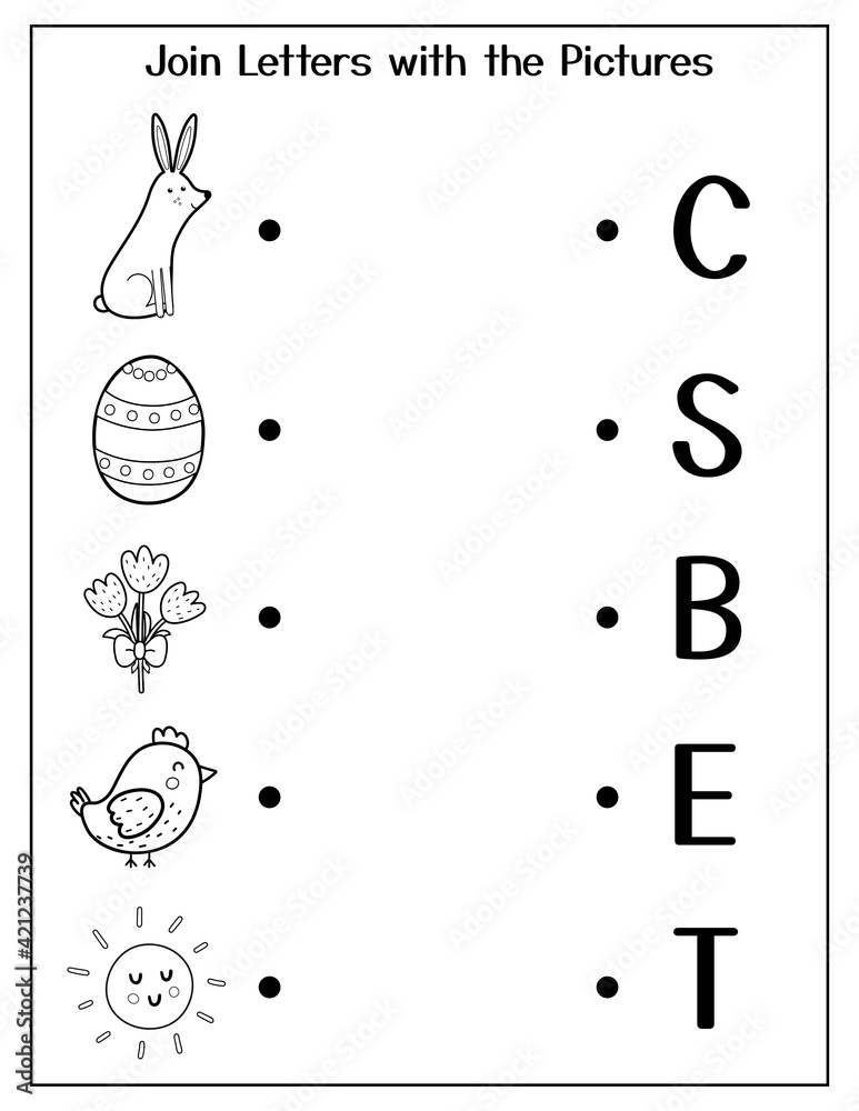 Match the letters with pictures game for kids. Easter matching activity ...
