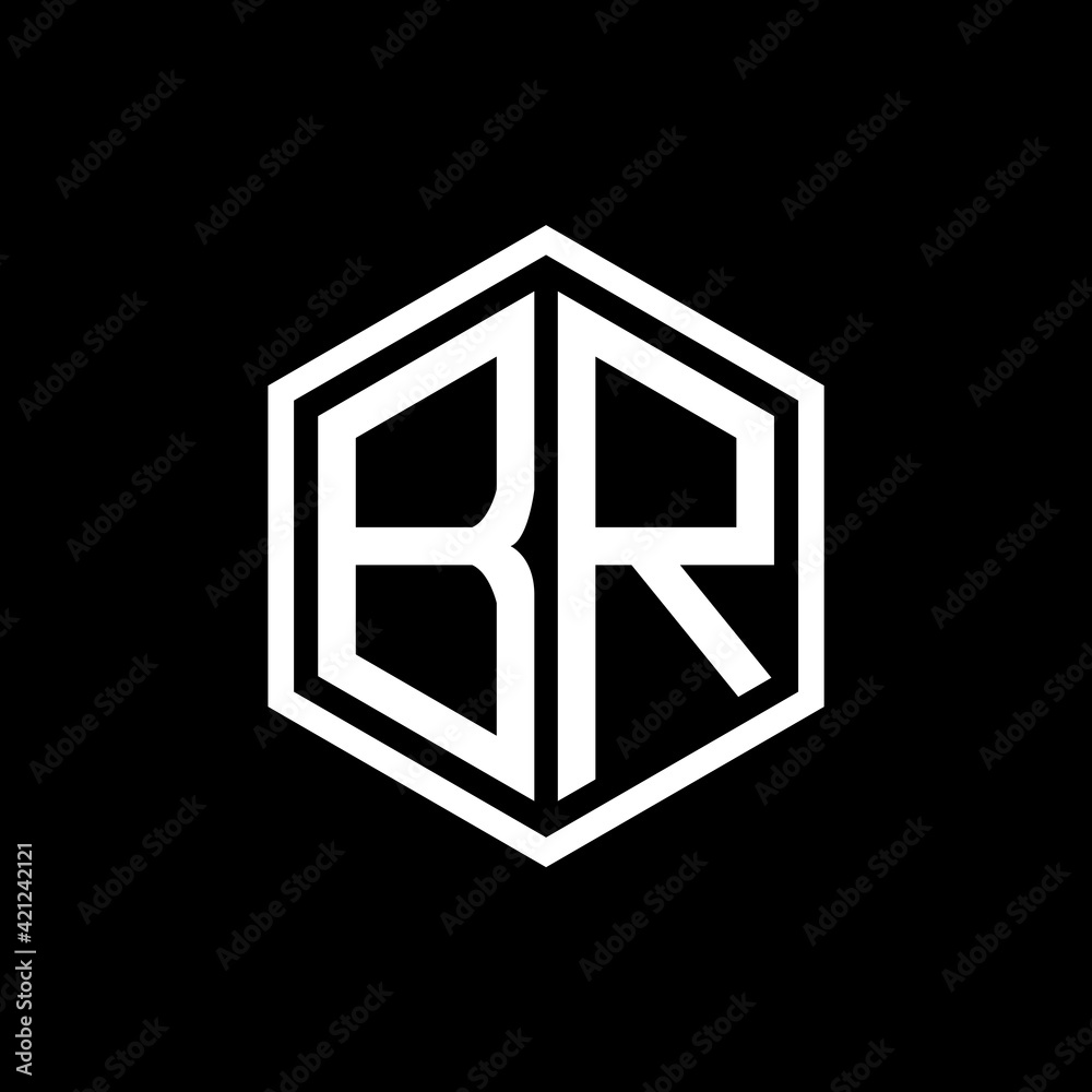 BR letter icon design on BLACK background. Creative letter B/R logo ...