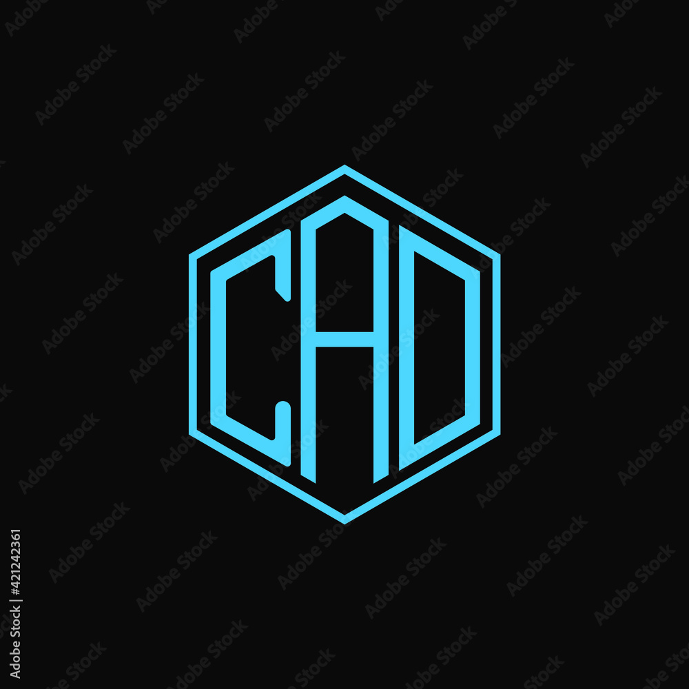 CAD polygon letter icon design on BLACK background.Creative letter CAD ...
