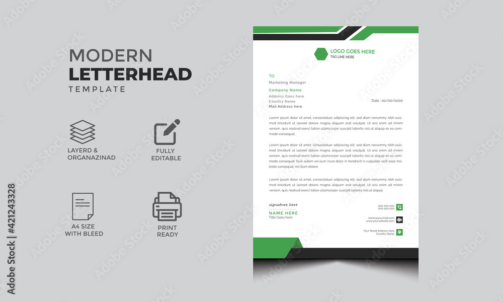Modern Abstract business letterhead design & premium letterhead Stock ...