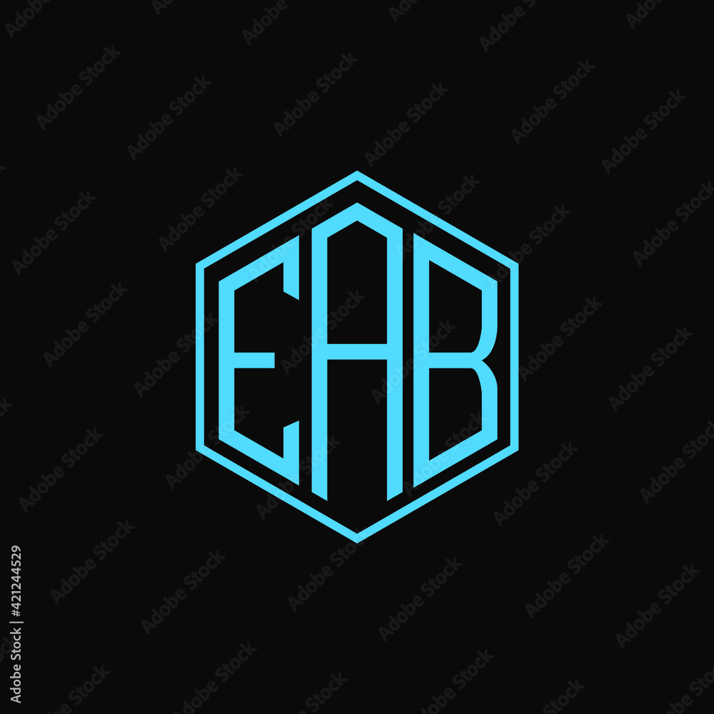 EAB polygon letter icon design on BLACK background.Creative letter EAB ...