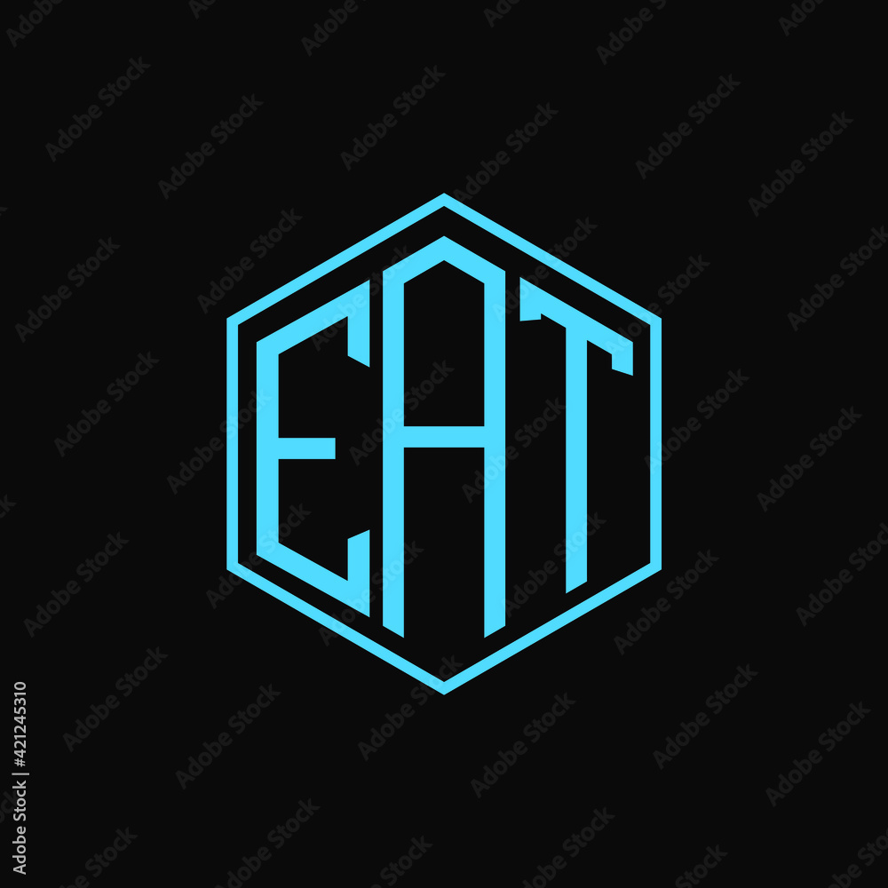 EAT polygon letter icon design on BLACK background.Creative letter EAT ...