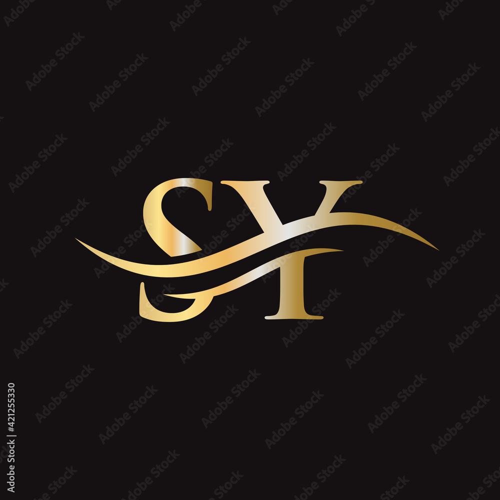 Water Wave SY Logo Vector. Swoosh Letter SY Logo Design for business ...