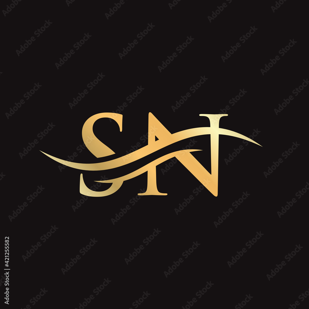 Initial SN letter linked logo vector template. Swoosh letter SN logo ...