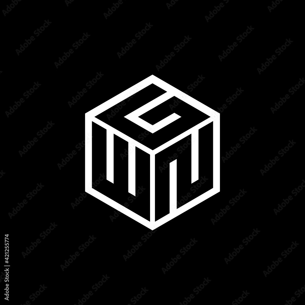 WNG letter logo design with black background in illustrator, cube logo ...