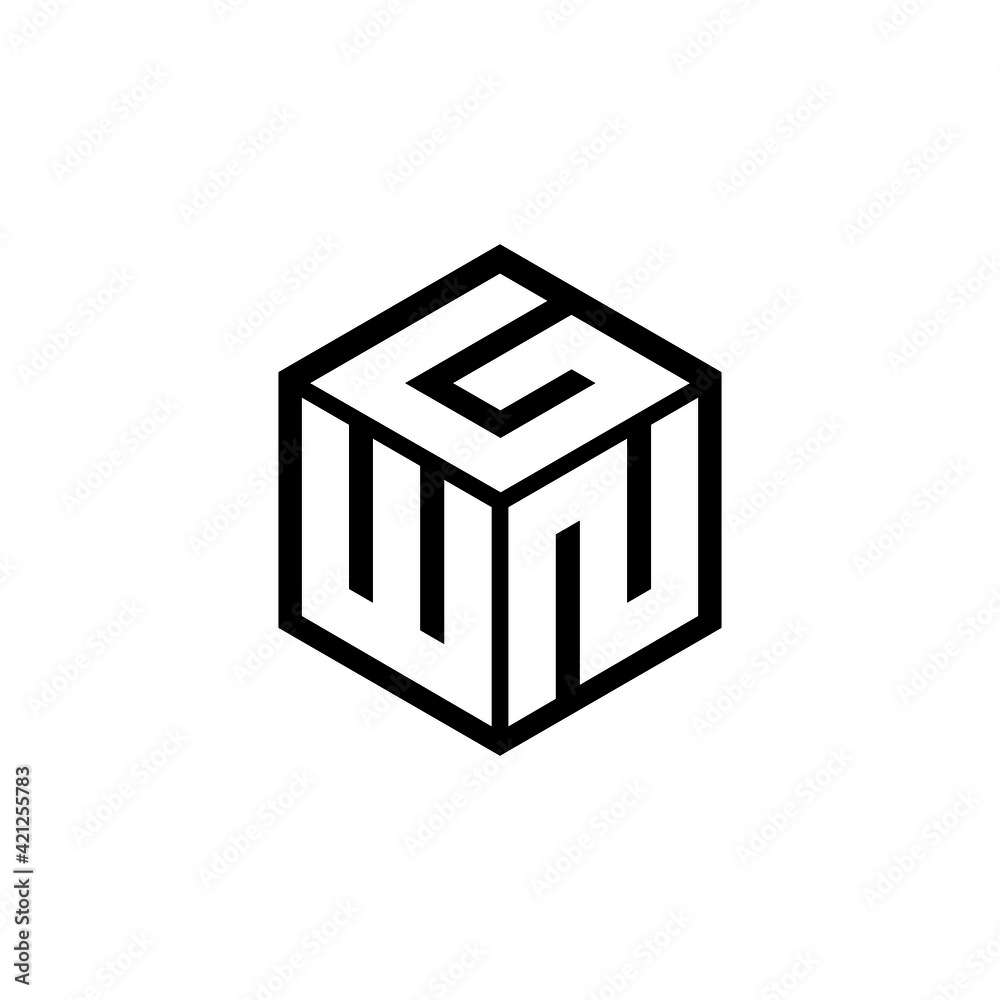 WNG letter logo design with white background in illustrator, cube logo ...