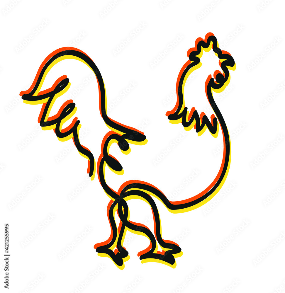 One line drawing of rooster. One continuous line drawing of rooster ...