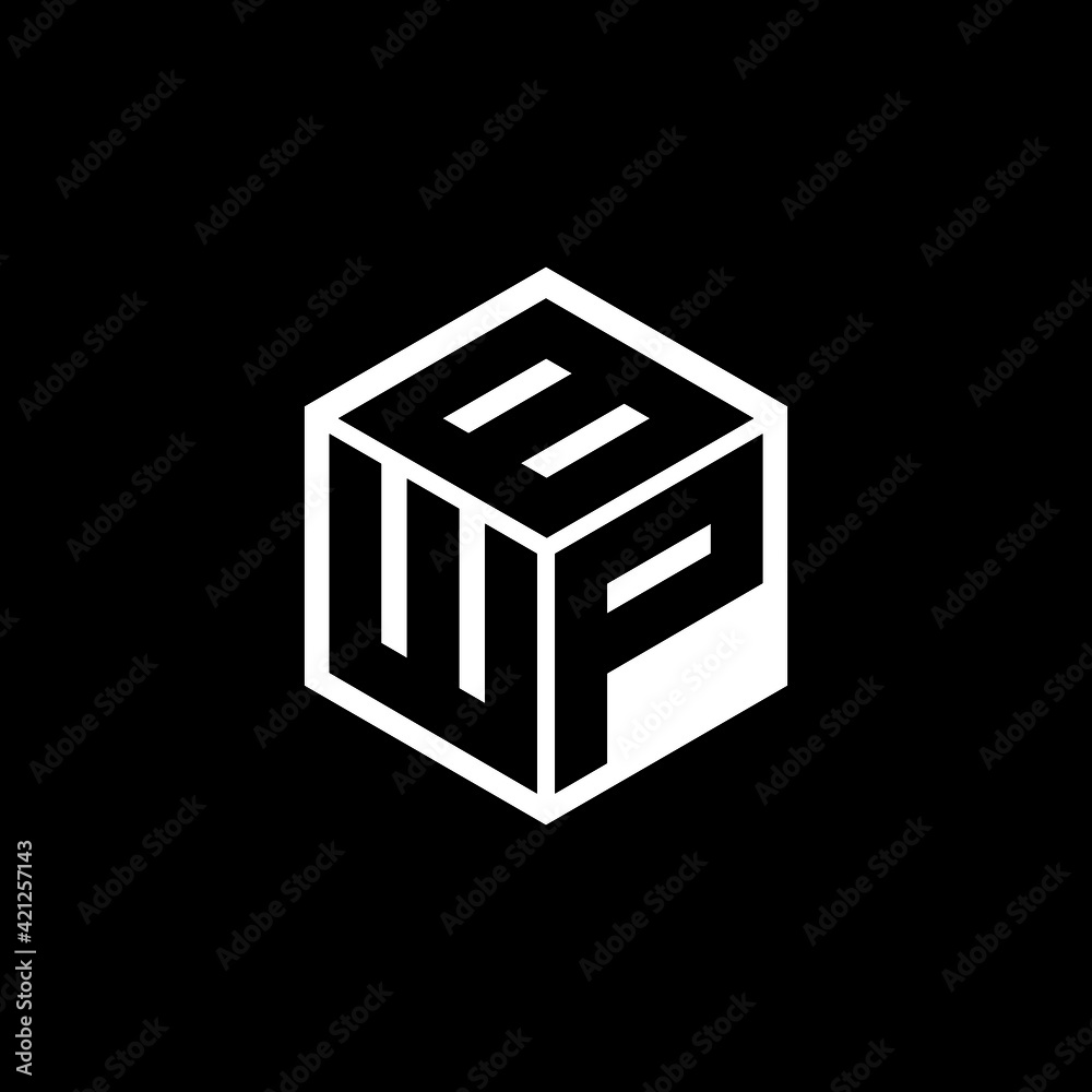 WPB letter logo design with black background in illustrator, cube logo ...