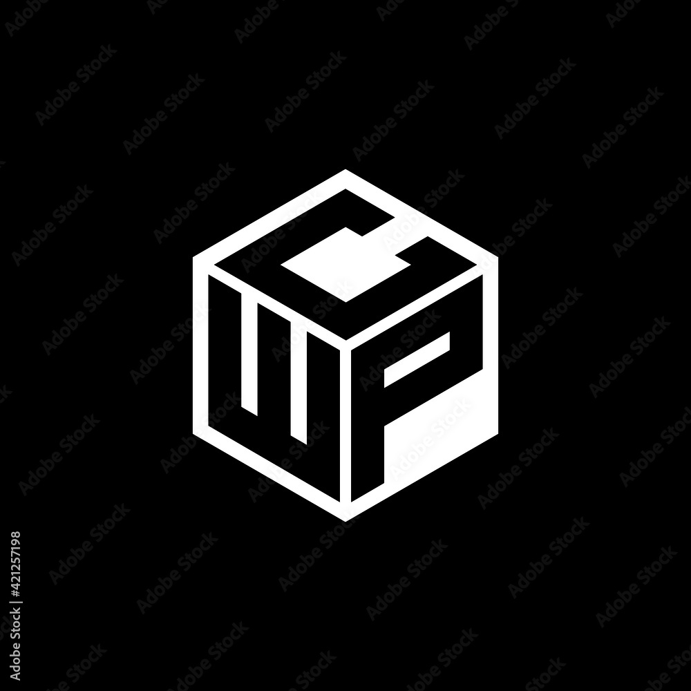 WPC letter logo design with black background in illustrator, cube logo ...