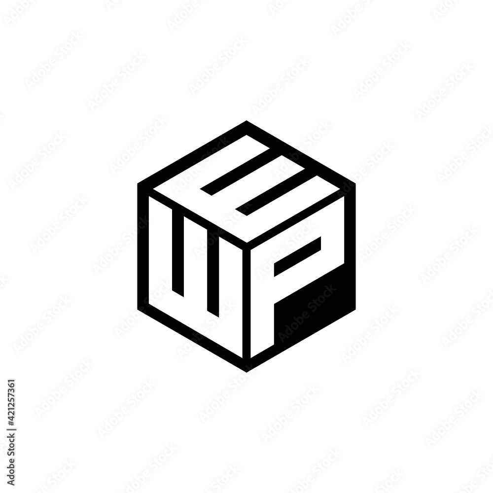 WPE letter logo design with white background in illustrator, cube logo ...