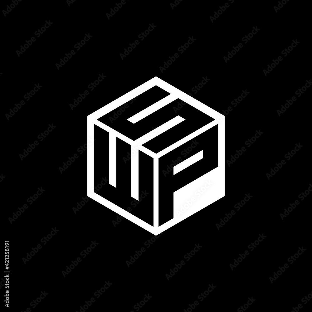 WPS letter logo design with black background in illustrator, cube logo ...