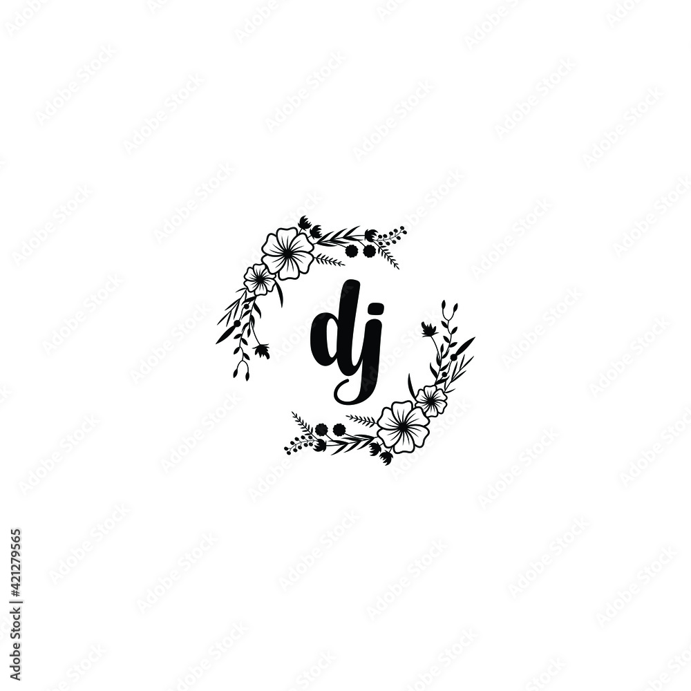 DJ initial letters Wedding monogram logos, hand drawn modern ...
