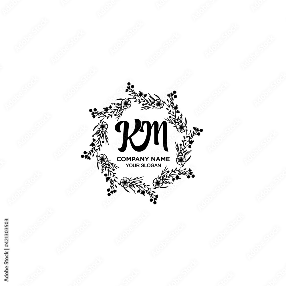 KM initial letters Wedding monogram logos, hand drawn modern ...