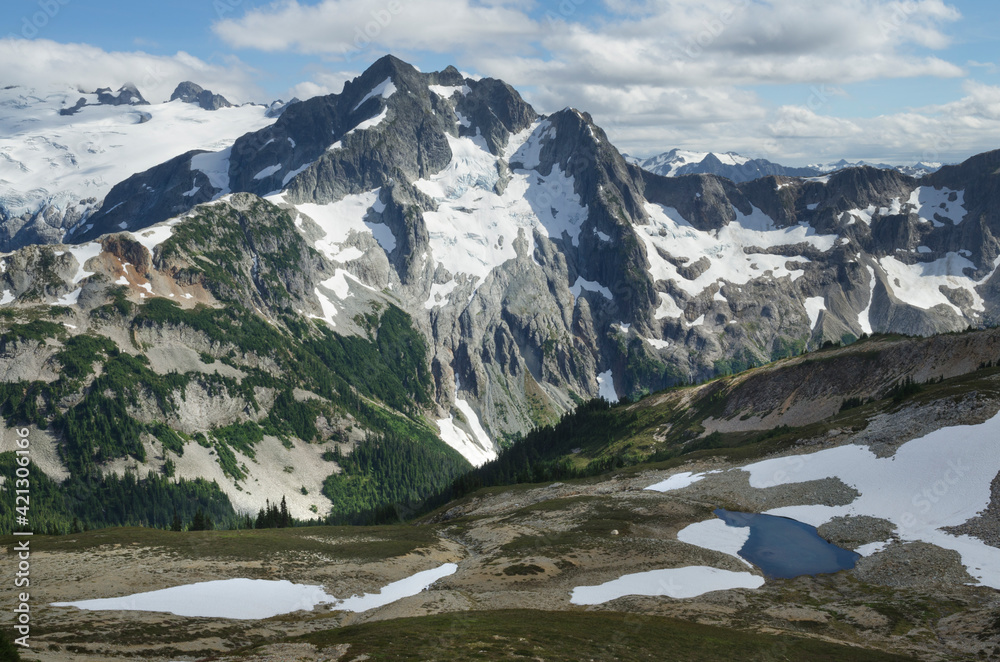Mount Challenger and Whatcom Peak seen from Red Face Peak, North ...