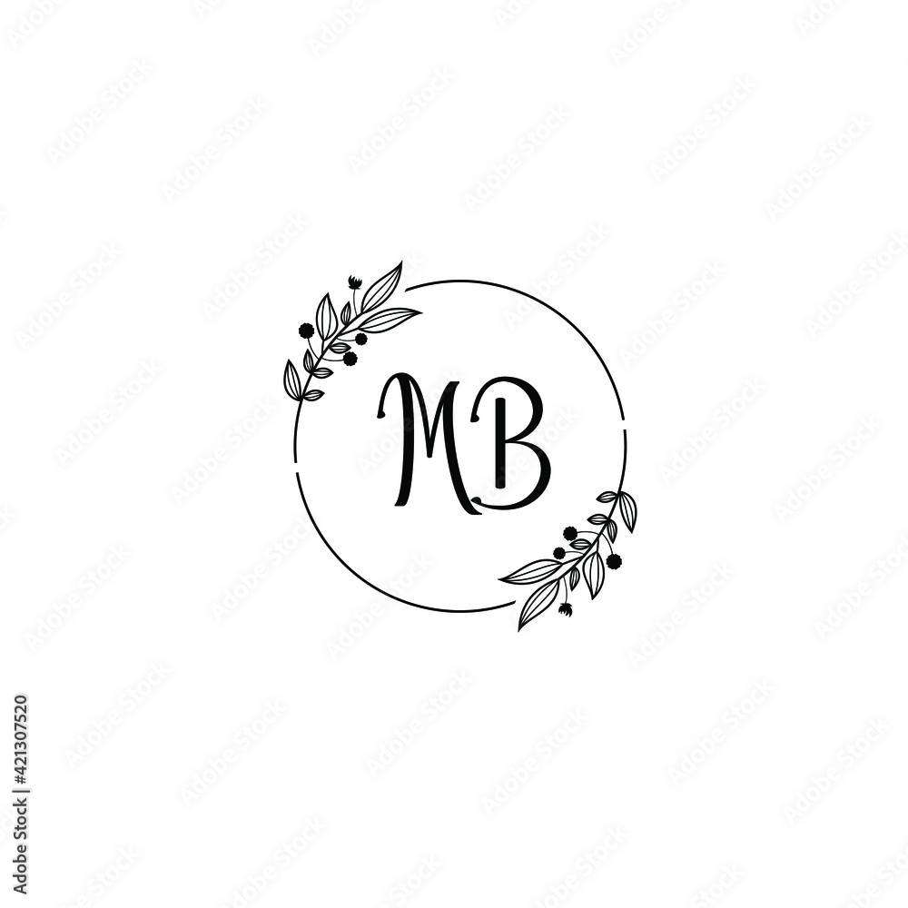 MB initial letters Wedding monogram logos, hand drawn modern ...