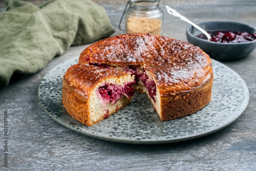 Modern style traditional French gateau basque shortcrust pastry cake ...