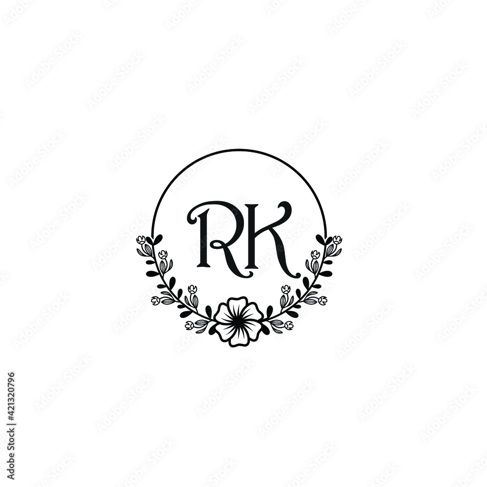 RK initial letters Wedding monogram logos, hand drawn modern ...
