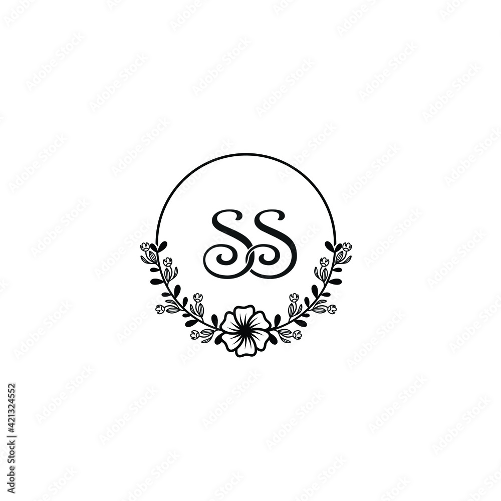 SS initial letters Wedding monogram logos, hand drawn modern ...