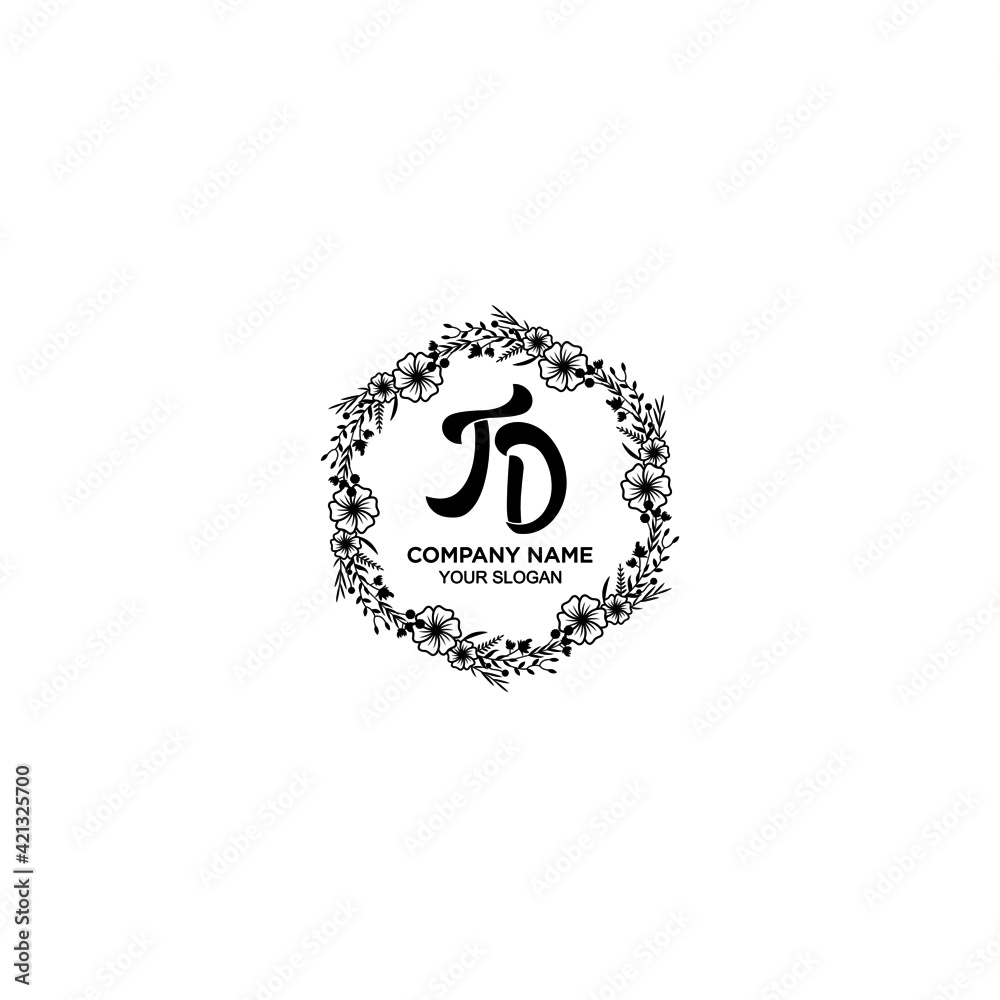 TD initial letters Wedding monogram logos, hand drawn modern ...