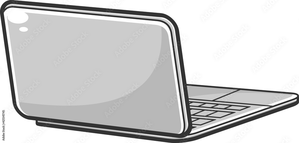 Cartoon Laptop. Vector Hand Drawn Illustration Isolated On Transparent ...