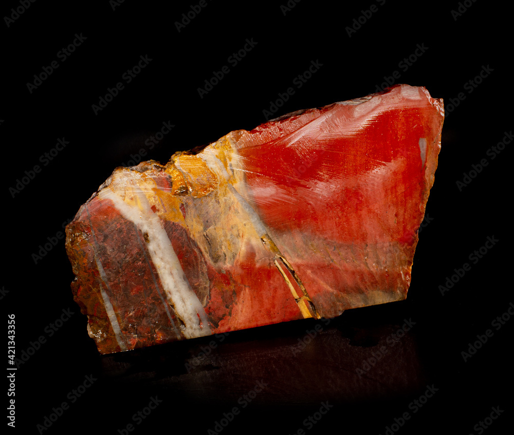 Red beautiful jasper mineral crystal from Orsk, Ural, Russia. A photo ...