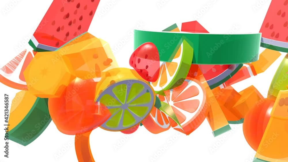 Vidéo Stock 3d animation of fruits moving in space. Spinning at the ...