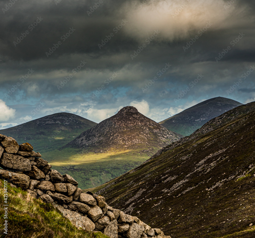 Doan mountain in The mountains of Mourne, viewed from the Mourne Wall ...