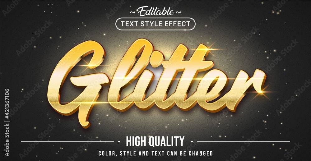 Editable text style effect - Gold Glitter text style theme. Stock ...